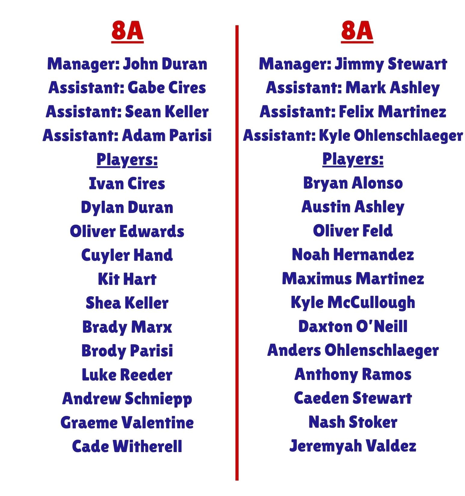 2024 All-Stars Rosters - Palm Beach Gardens Youth Athletic Association